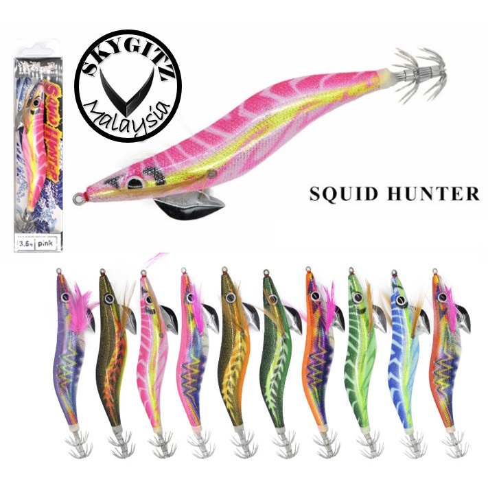 SKYGITZ MALAYSIA Wooden UV Luminous Egi 3.5# Bait Candat Sotong Shrimp Squid Hook Jig Lure ...