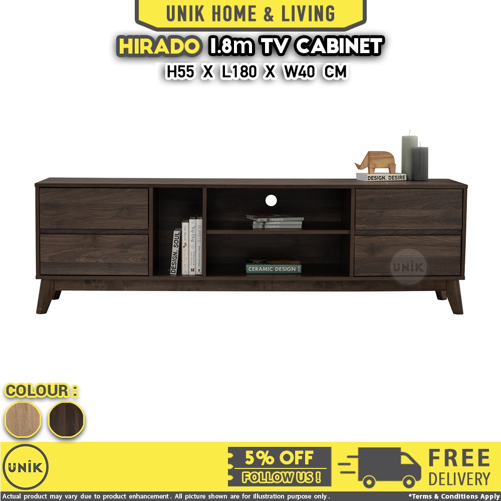 [UNIK] Hirado 1.8m TV Hall Cabinet Console with Wooden Leg | Kabinet ...