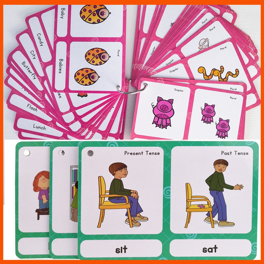 Irregular Verbs Montessori English Word Pocket Flash Card Game Puzzle ...