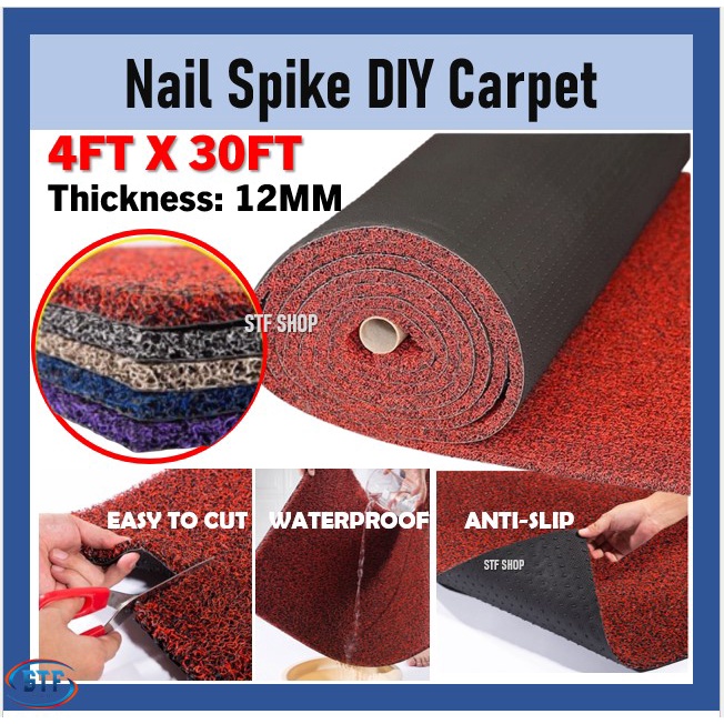 12mm+- Nail Spike Waterproof Coil Mat Car Large Roll Carpet Karpet ...
