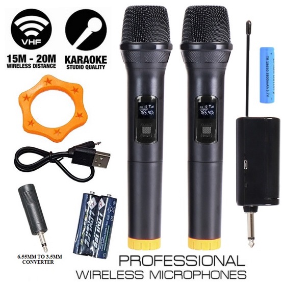 Professional [Double] Wireless Dynamic Vocal Microphone microfono ...
