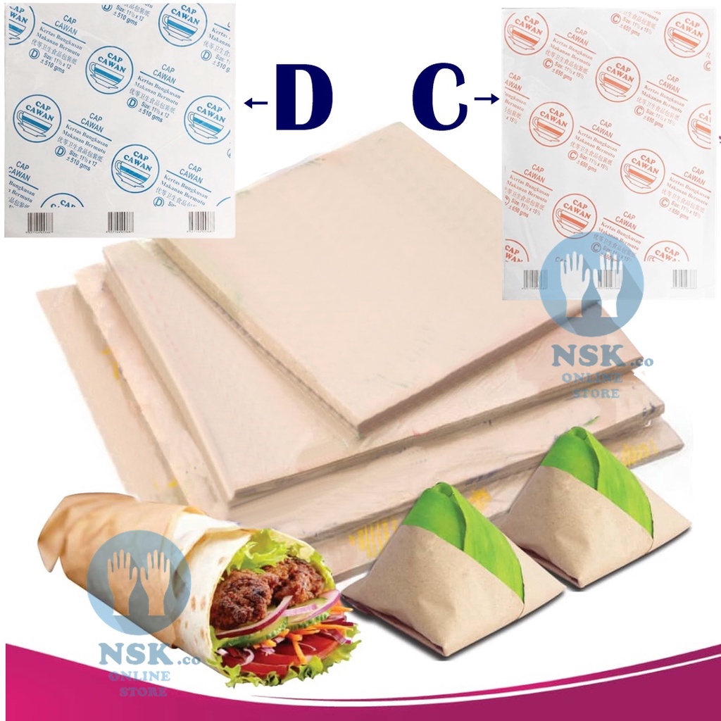 [CAP CAWAN] Hawker Brown Paper Wrap / Kertas Bungkus Nasi / Nasi Lemak ...