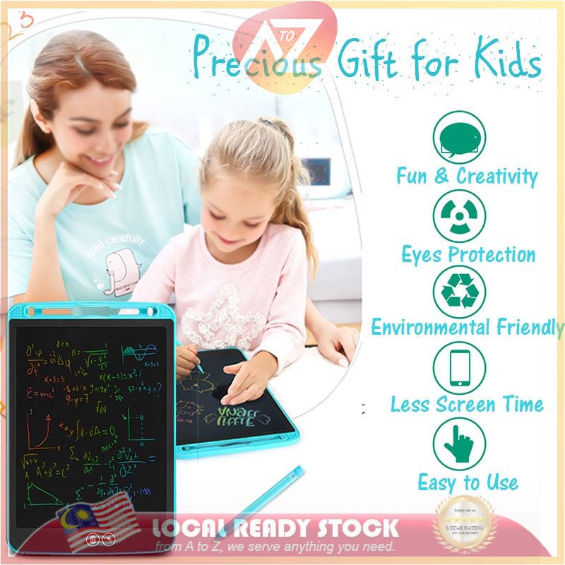 A To Z 12 inch Kids Writing Drawing Tablet Partial Erase Smart ...