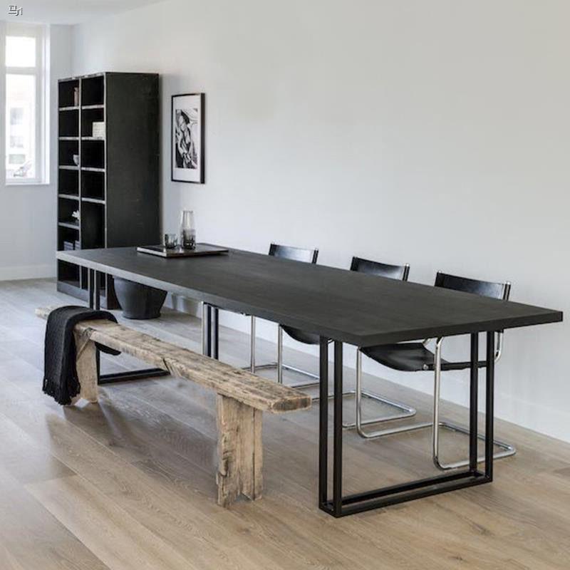 ∋ Workbench Solid Wood Table Industrial Style Conference Table Long ...