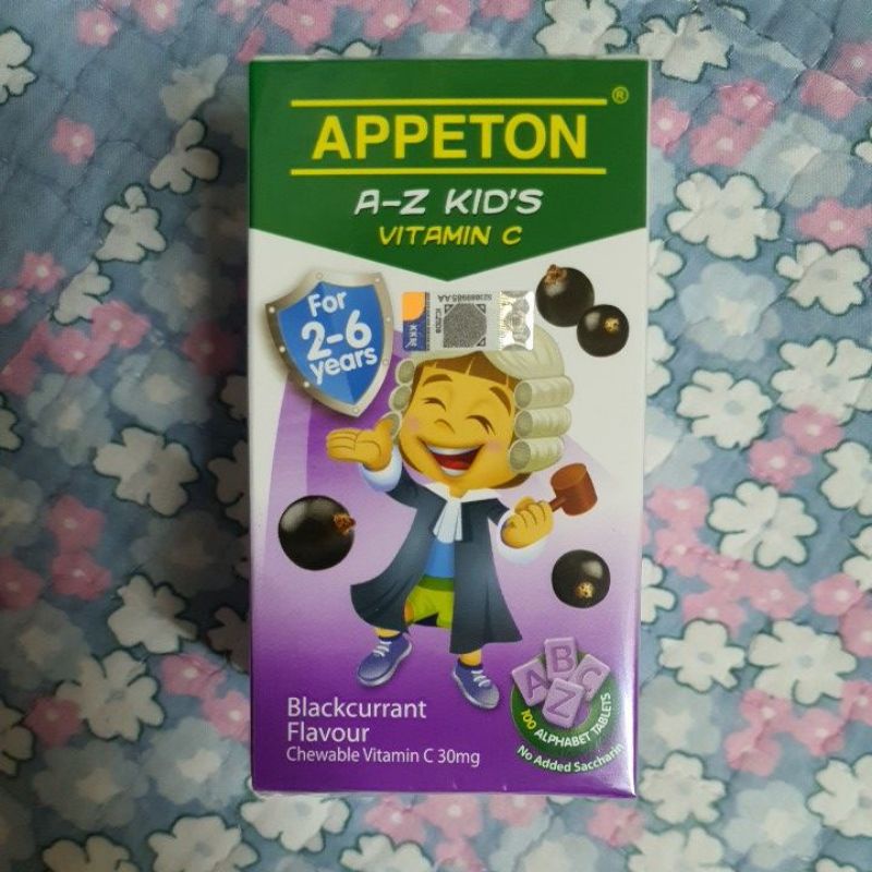 Appeton A-Z Kid's Vitamin C 30mg Chewable Tablets 100s (Blackcurrant ...