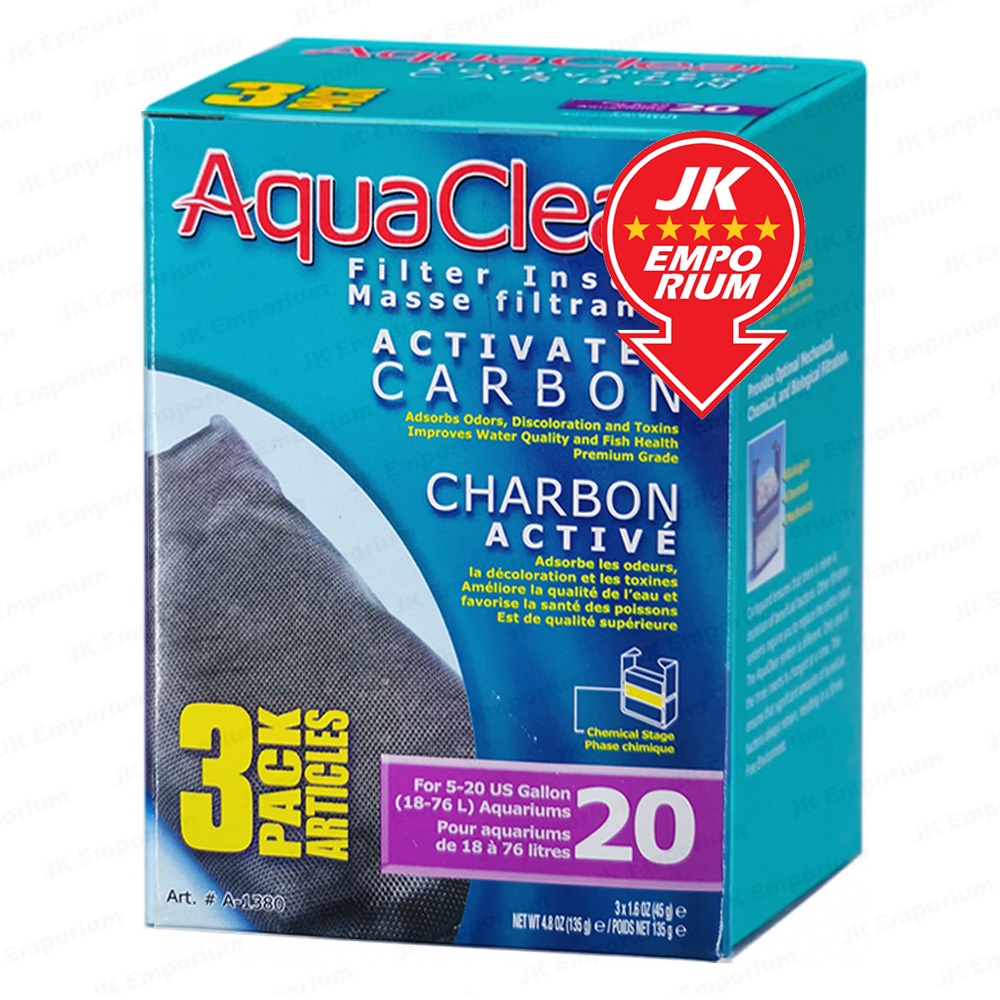 Hagen AquaClear 20 Replacement Filter Insert Bio Media Foam Activated ...