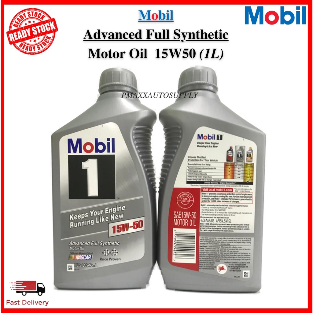 Mobil 1 15W50 SAE Fully Synthetic Motorcycle Engine Oil (1L) 15W-50 ...