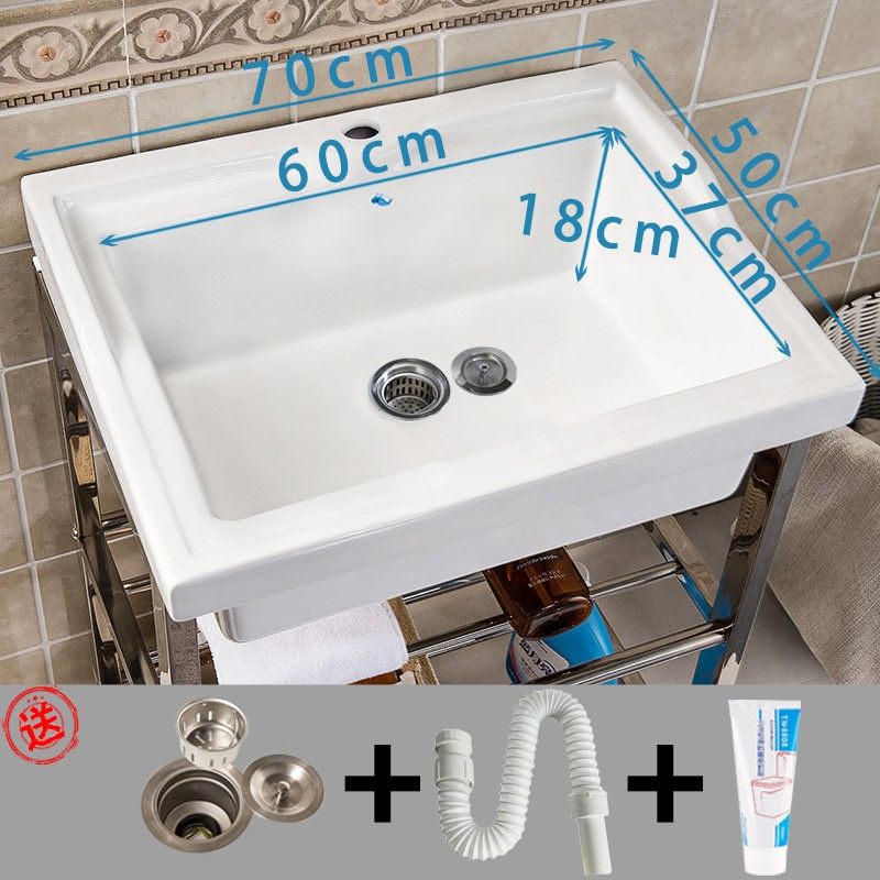 WLBalcony Laundry Tub Stainless Steel with Washboard Whole Washbin ...