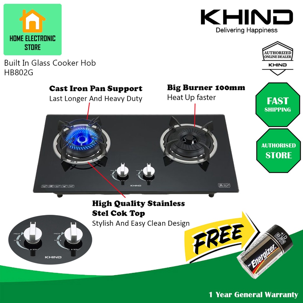 KHIND HB802G2 Glass Hob Gas Cooker HB802G | Shopee Malaysia