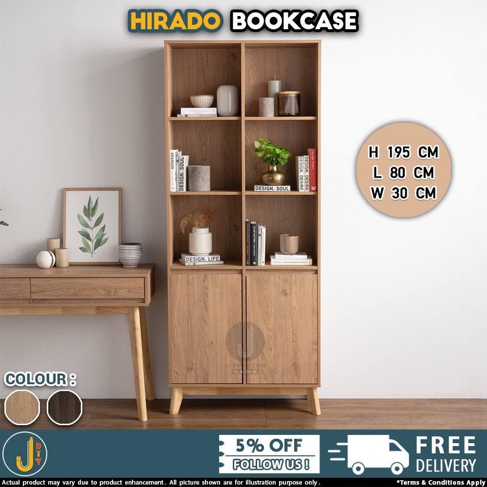 [JJ Furniture DIY] Hirado Bookcase Bookshelf Display Cabinet with Doors ...