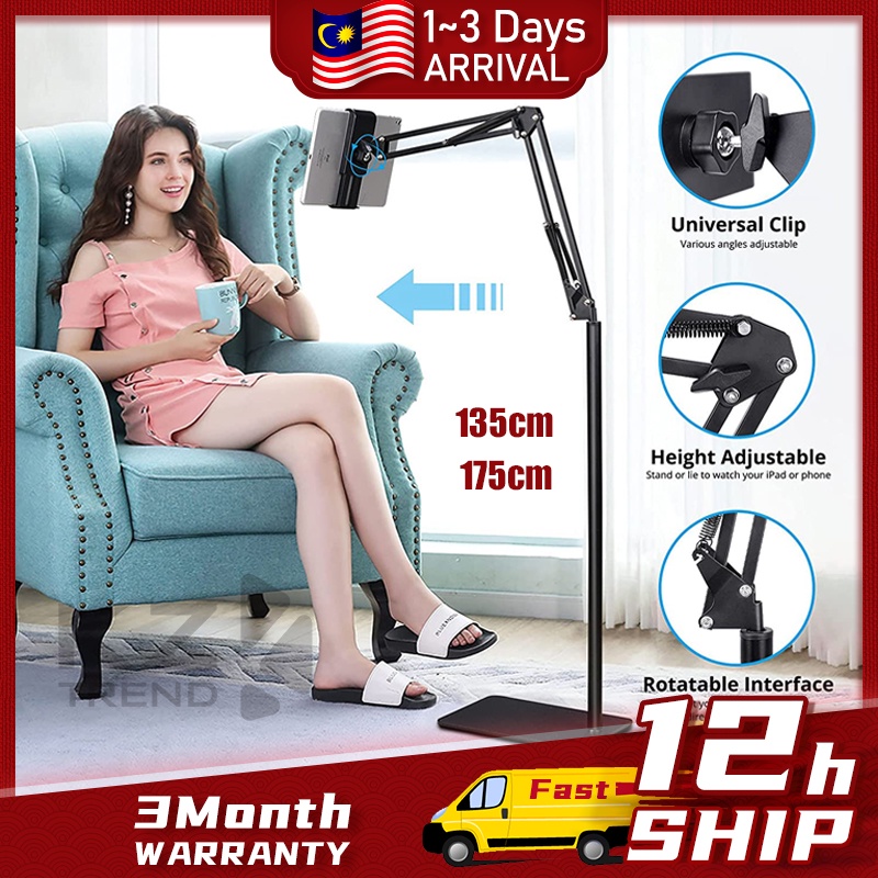 Long Arm Tablet Holder Lazy Stand Phone Live Metal Stand 360° Rotation ...