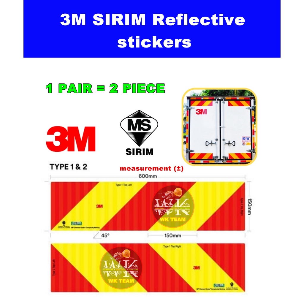 [ 1 pair = 2 piece ] - 3M Diamond Grade Lorry SIRIM Reflective sticker ...