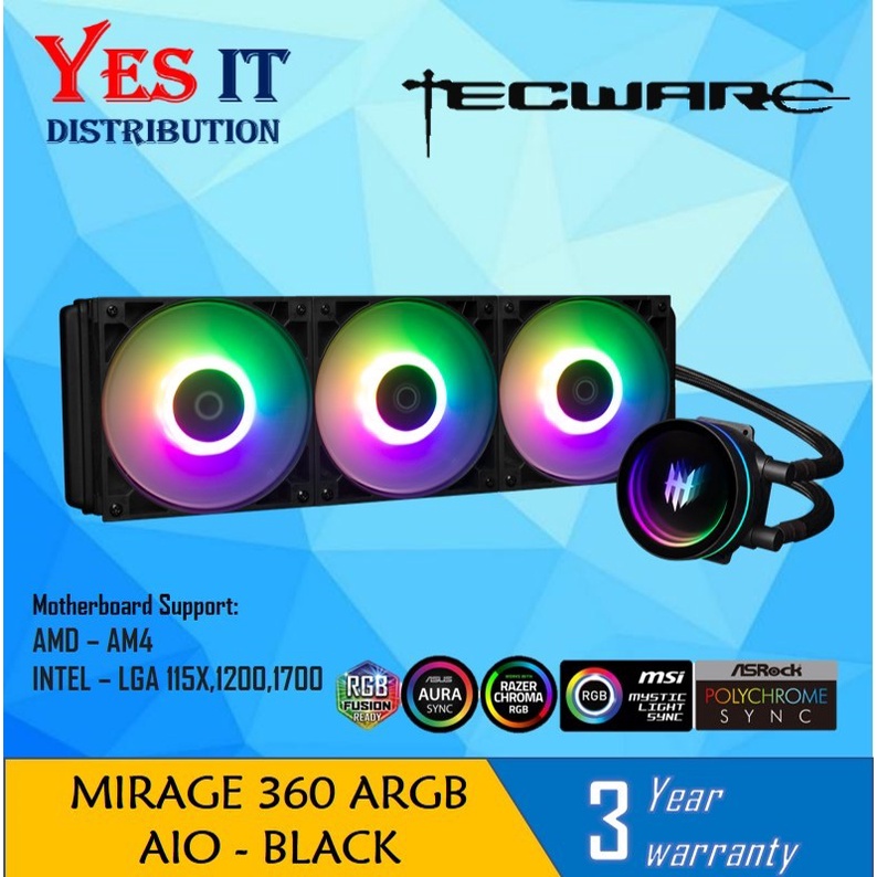 TECWARE MIRAGE 360 BLACK ARGB AIO COOLER (TWCO-MIR360BK) | Shopee Malaysia