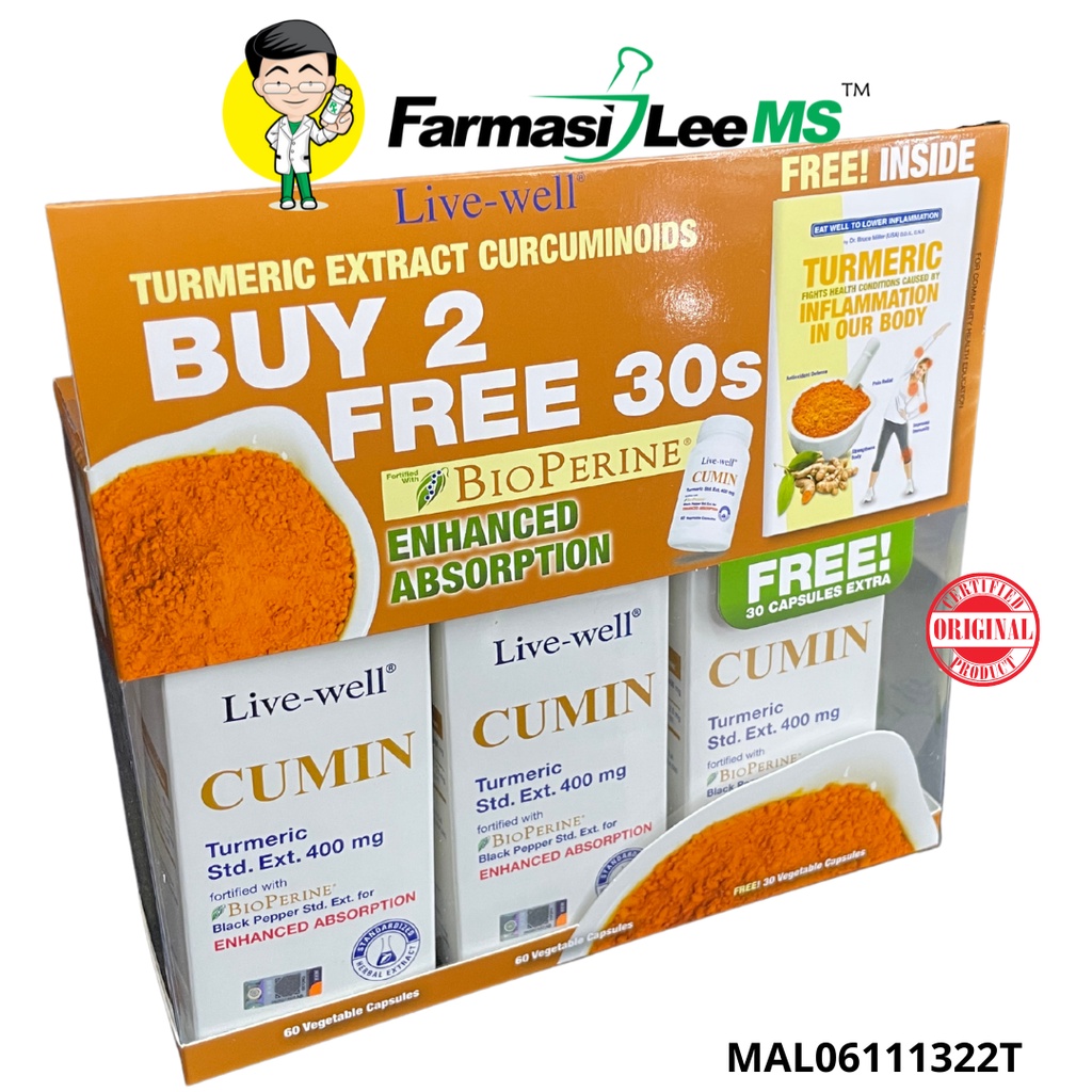 Live well Cumin Turmeric 400mg 60s+60s+30s (Exp 12/2024) | Shopee Malaysia