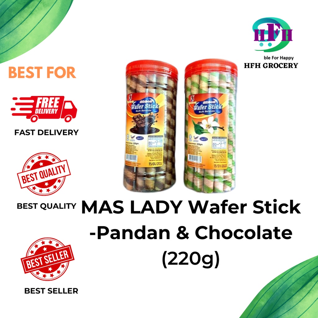 🔥MAS LADY Wafer Stick - Pandan & Chocolate Flavor (220gm)🔥 | Shopee ...