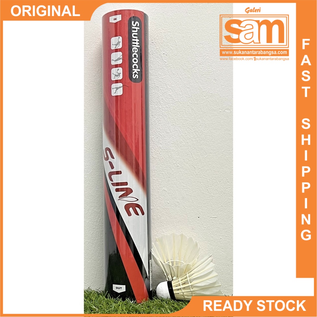 Bulu Tangkis S-LINE S1135 Badminton Shuttlecock (Tube of 12 shuttles ...