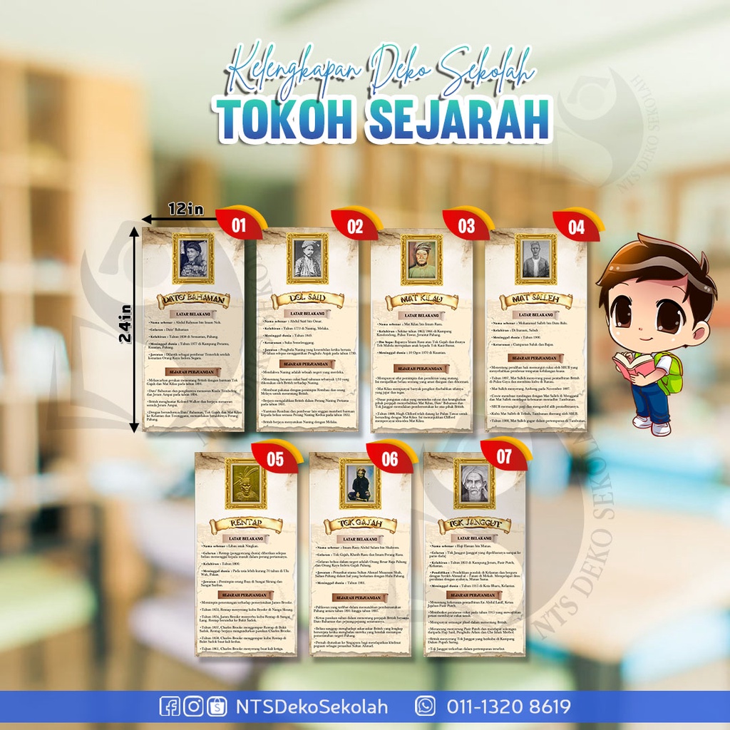 READY STOCK Poster Tokoh Sejarah / Pejuang Tanah Melayu (PAK-21 ...