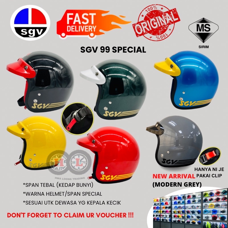 SGV 99 SPECIAL Helmet Topi Keledar SGV (Special Color) 3 Button-TIDAK ...