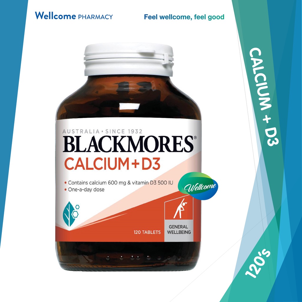 Blackmores Calcium 600mg + Vitamin D3 500iu One-A-Day Tablets - 120's ...