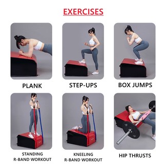 Hip Thrust Box 50*50*43cm Glute Bench Plyometric Stool Resistance Band ...