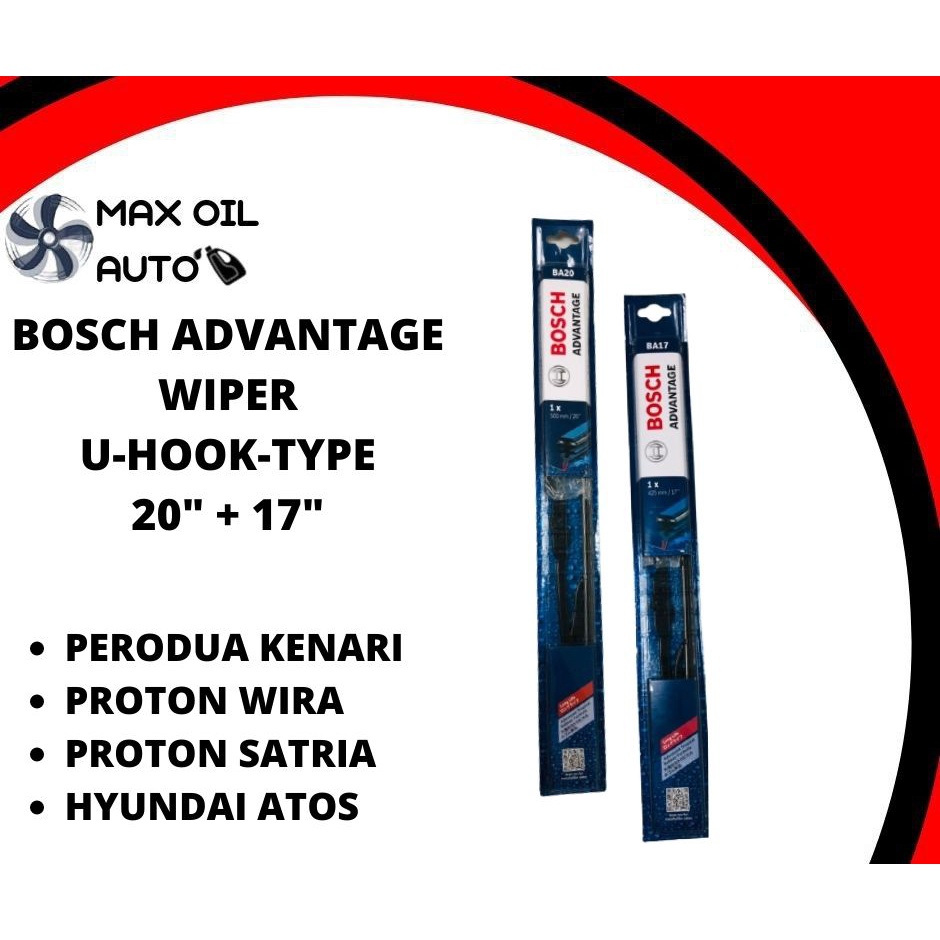 Bosch Advantage BA20 BA17 Wiper Blade 20" & 17" Perodua Kenari Proton Wira Satria | Shopee Malaysia