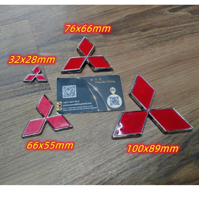 Mitsubishi Emblem Logo Red Front Rear Trunk Logo Badge Emblem Sticker ...