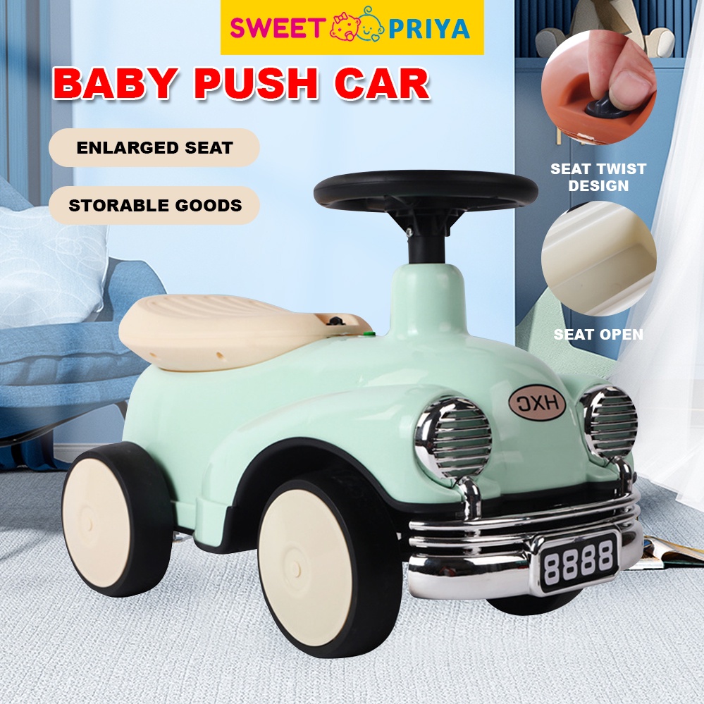 4 Wheels Ride On Toy Car / Push Baby Car with Music & Lights/ Kereta ...