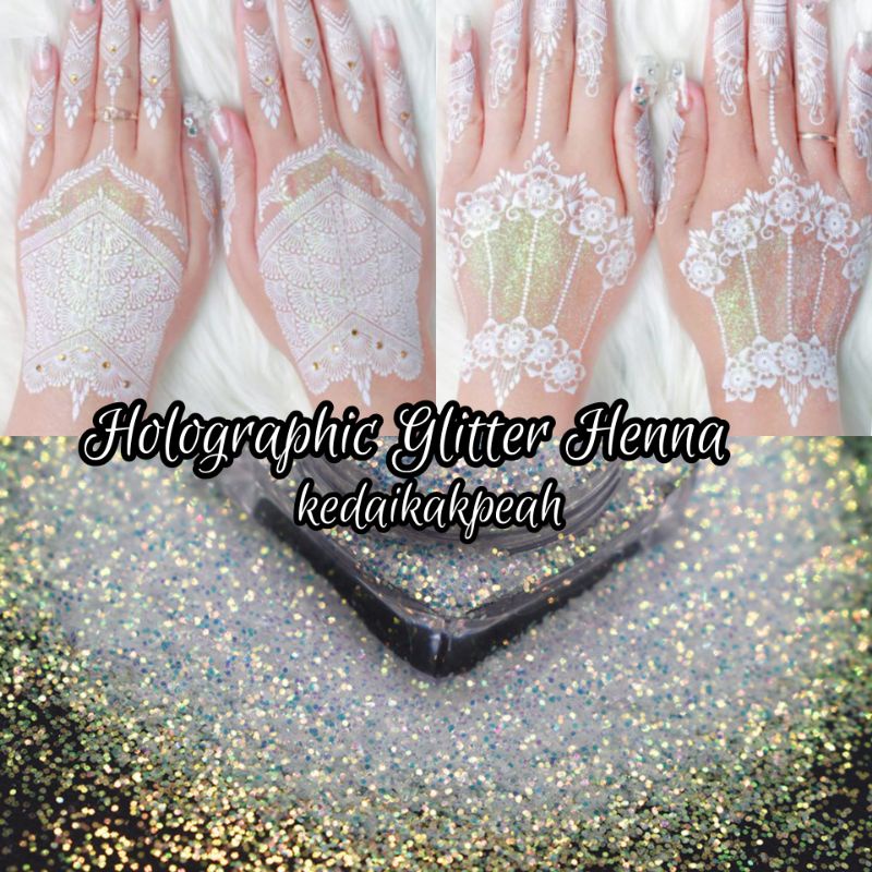 Glitter For HENNA and Crystal White HOLOGRAPHIC Henna Art | Shopee Malaysia