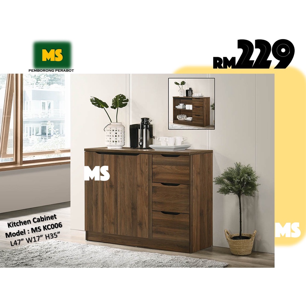 𝗕𝗘𝗦𝗧 𝗤𝗨𝗔𝗟𝗜𝗧𝗧𝗬 MS KC 006 Kitchen Cabinet with Doors & 3 Drawers Big ...