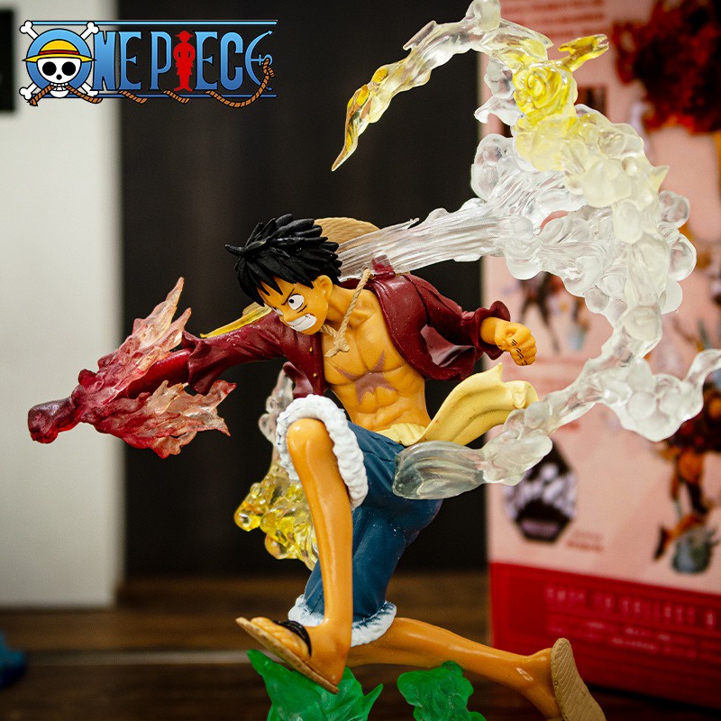 Anime One Piece Monkey D.Luffy Fire Pistol Figure 海贼王动漫手办 收藏品摆件路飞火拳 ...