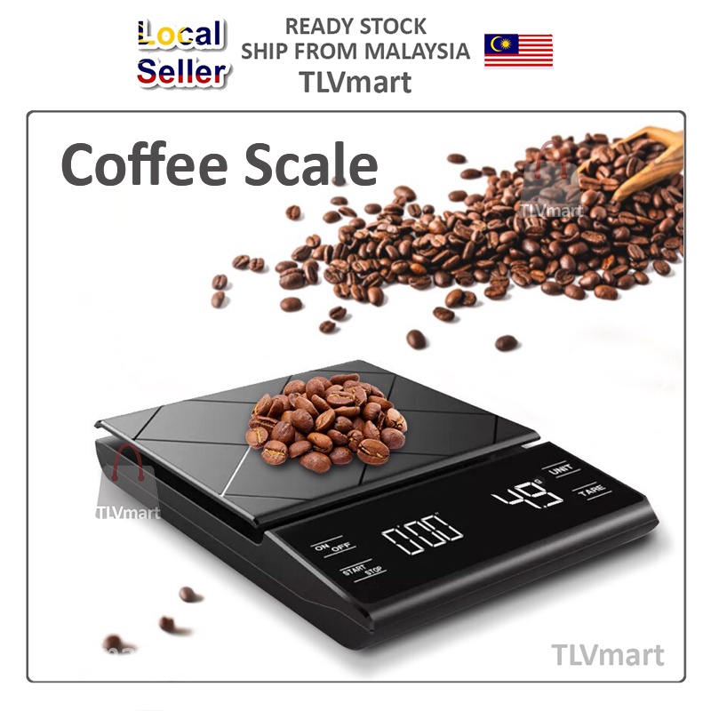 Digital Barista Coffee Scale Over Weight Indicator 3000g LED Drip Scale ...