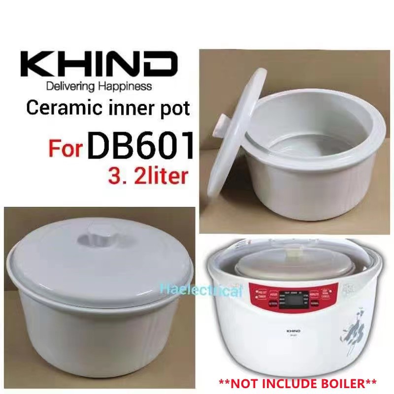 KHIND DB601 Double Boiler Ceramic Pot & Lid DB601 (3.2liter) | Shopee ...
