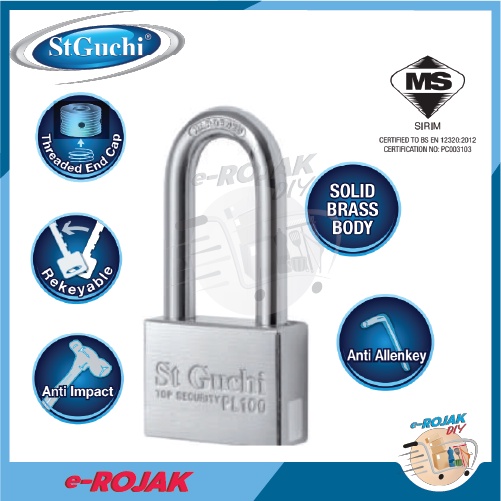 St Guchi SGPL-100L Long Shackle Pad Lock 挂锁 | Shopee Malaysia