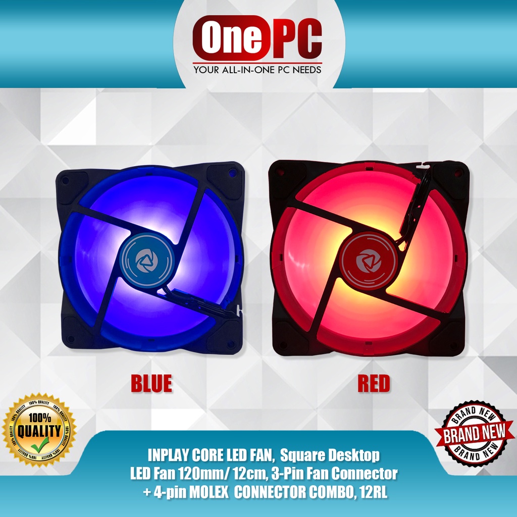 INPLAY CORE LED FAN, Square Desktop LED Fan 120mm/ 12cm, 3-Pin Fan ...