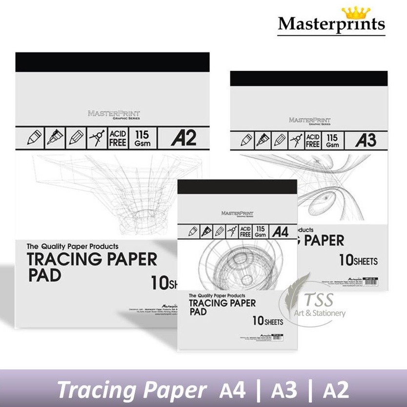 Masterprint Premium Tracing Paper Pad A4 / A3 / A2 (115gsm/10's ...