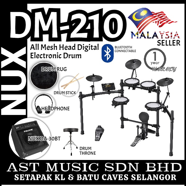 NUX DM-210 All Mesh Head Digital Electronic Drum Basic Package / DM210 ...