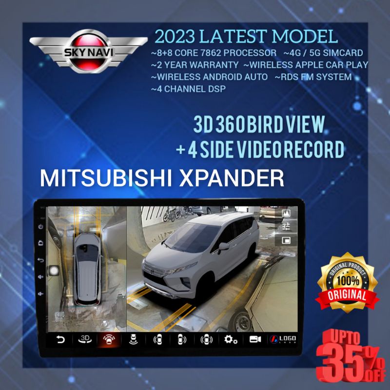 MITSUBISHI XPANDER 2017-2021 SKY NAVI 3D 360 BIRD VIEW + 4SIDE VIDEO RECORDER CAR ANDROID PLAYER ...