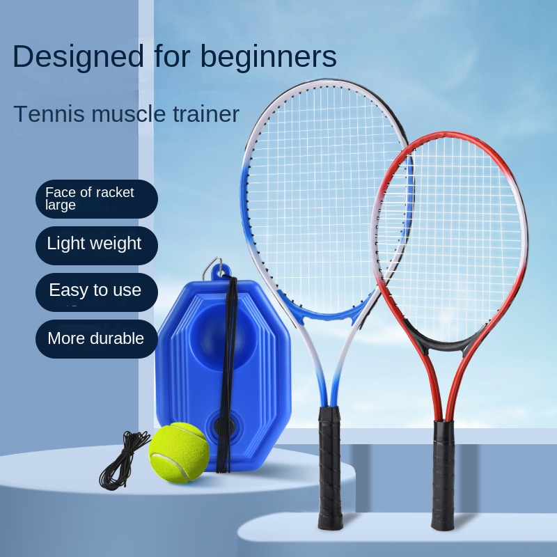 New Tennis Racket 27 inch Single Tennis Trainer Beginner Double ...