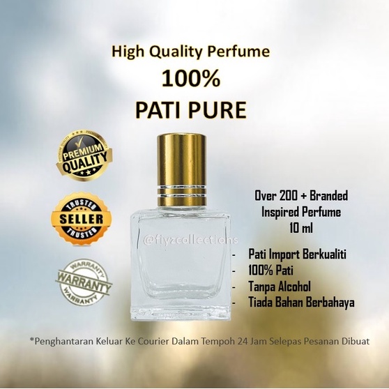 PATI PERFUME 100% PURE (10ML) HIGH QUALITY FIYZ PERFUME PATI MINYAK ...