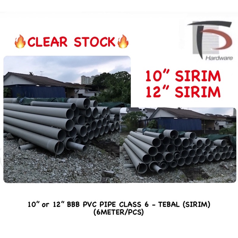 10” or 12” BBB PVC PIPE CLASS 6 - TEBAL (SIRIM) (6METER/PCS) | Shopee ...