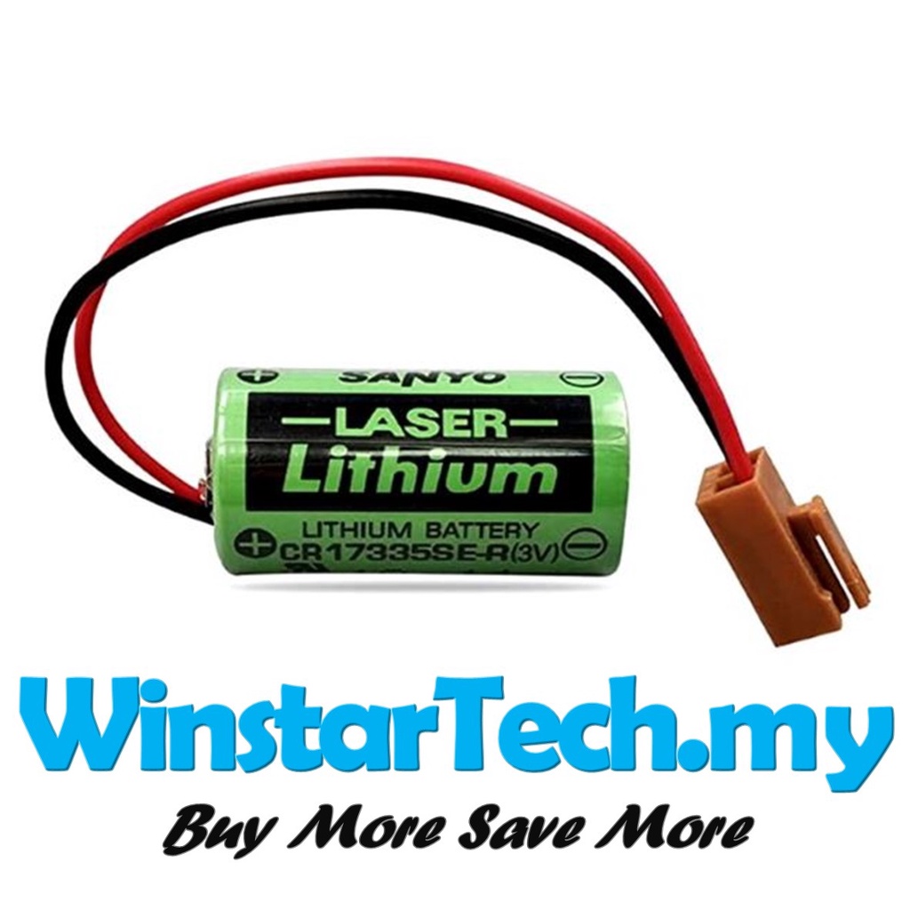SANYO CR17335SE-R CR17335 3V PLC Lithium Battery with Plug Wire ...
