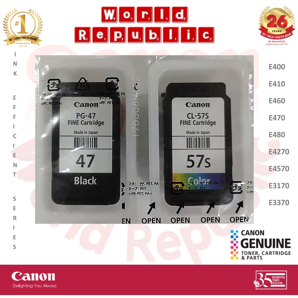 Canon PG47 CL57 CL57s Original Ink Cartridges PG-47 PG 47 Black / CL-57 ...