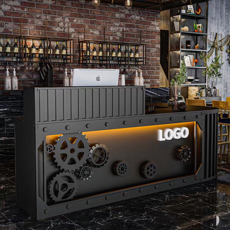 Loft industrial style bar counter, bar cashier counter, retro reception ...