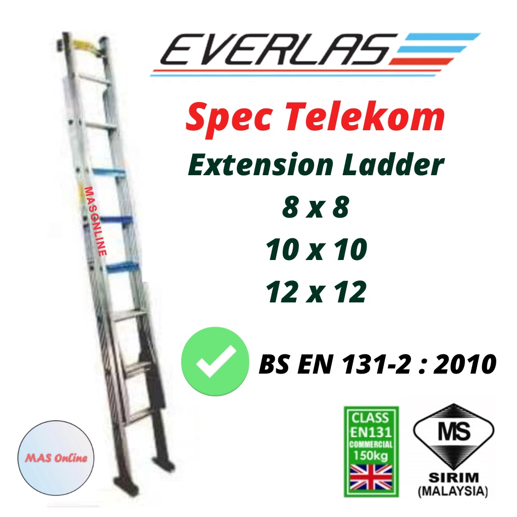 BS EN131 2(2010) / BS2037 1994(Class 1 Industrial) Heavy Duty Double Extension Ladder Spec ...