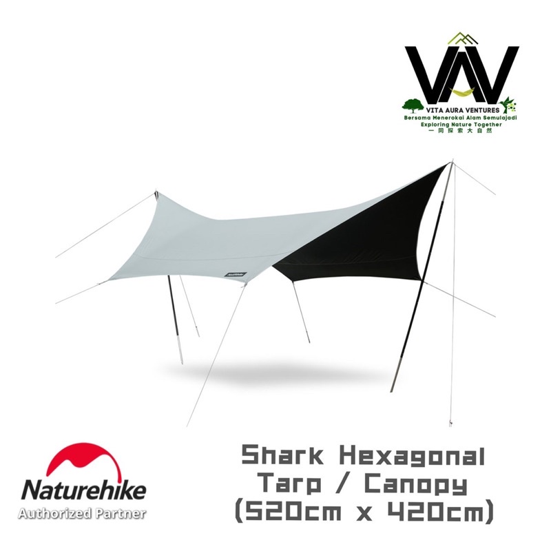 Naturehike Shark Hexagonal Tarp / Canopy with Blackout Vinyl (poles not ...