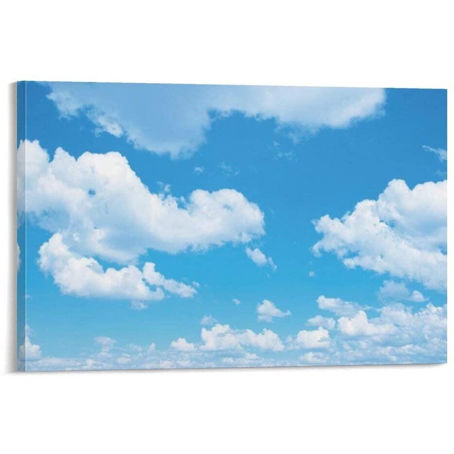 Blue Sky Backdrops White Clouds Poster Decorative Painting Canvas Wall ...