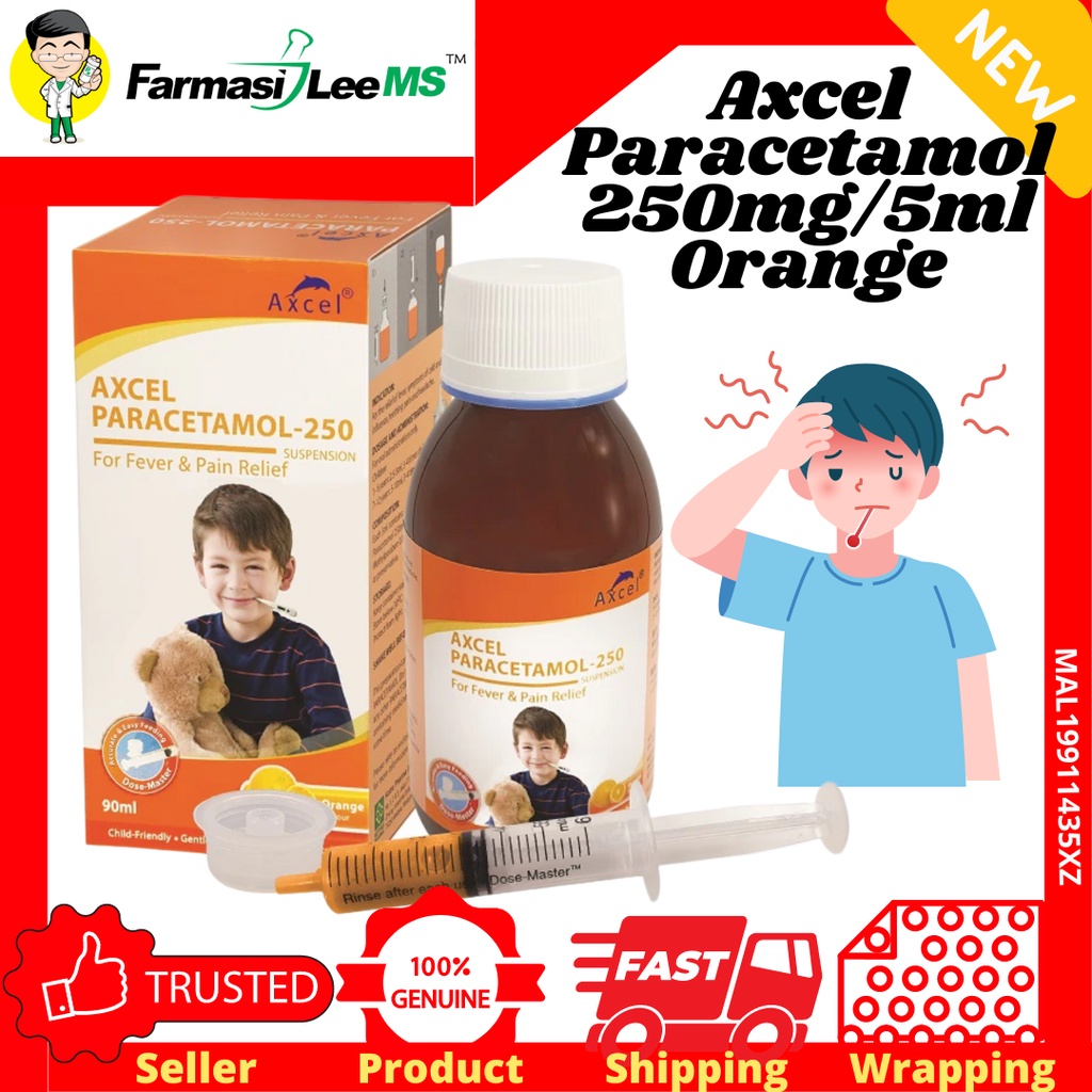 Axcel Paracetamol 250mg 90ml Orange Flavour (Exp 10/2026) | Shopee Malaysia