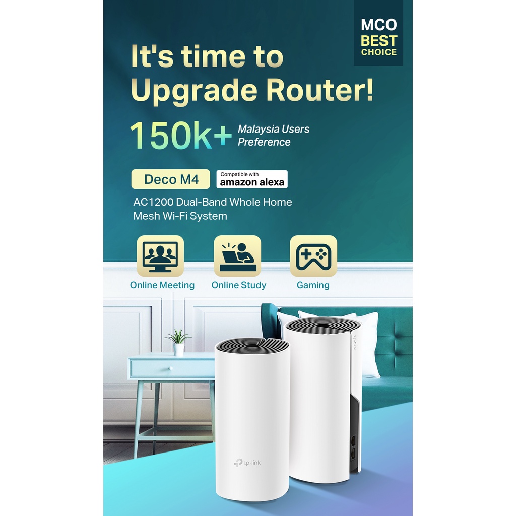 TP-Link Deco M4 AC1200 Gigabit Mesh WiFi Router System Support unifi ...