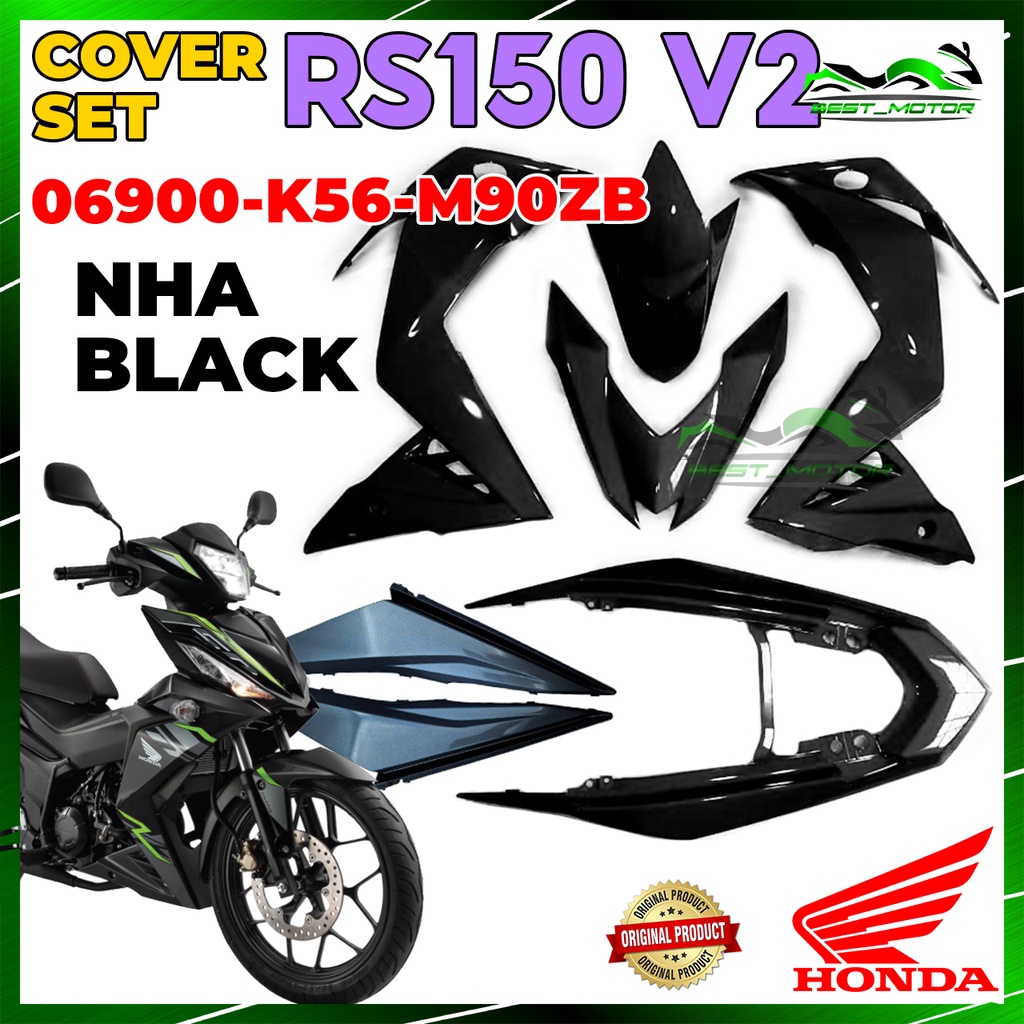 100% ORIGINAL HONDA RS150 V2 / RS150R / RS 150 COVERSET STRIPE SET NHA BLACK NON STICKER 06900 ...