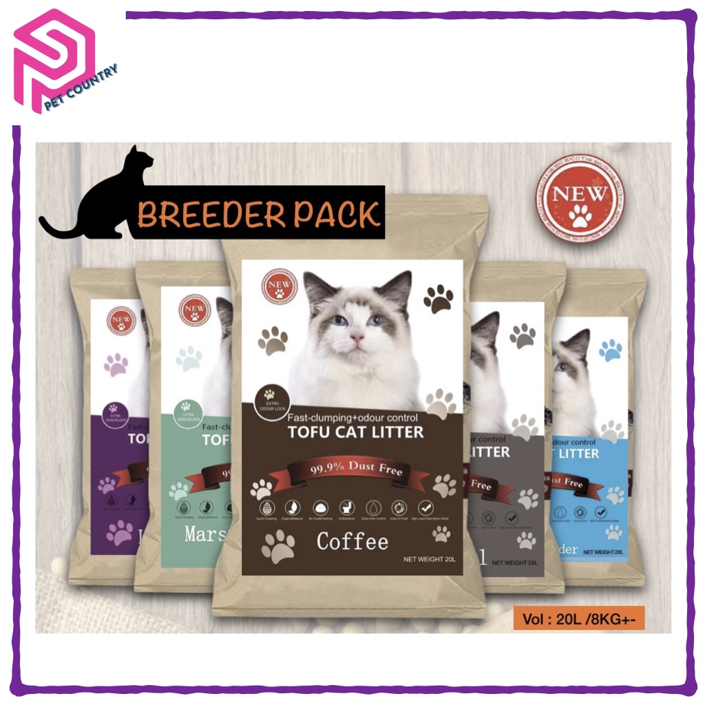 NewCat Premium GradeA Natural Tofu Cat Litter - Breeder Pack 20L/8KG ...